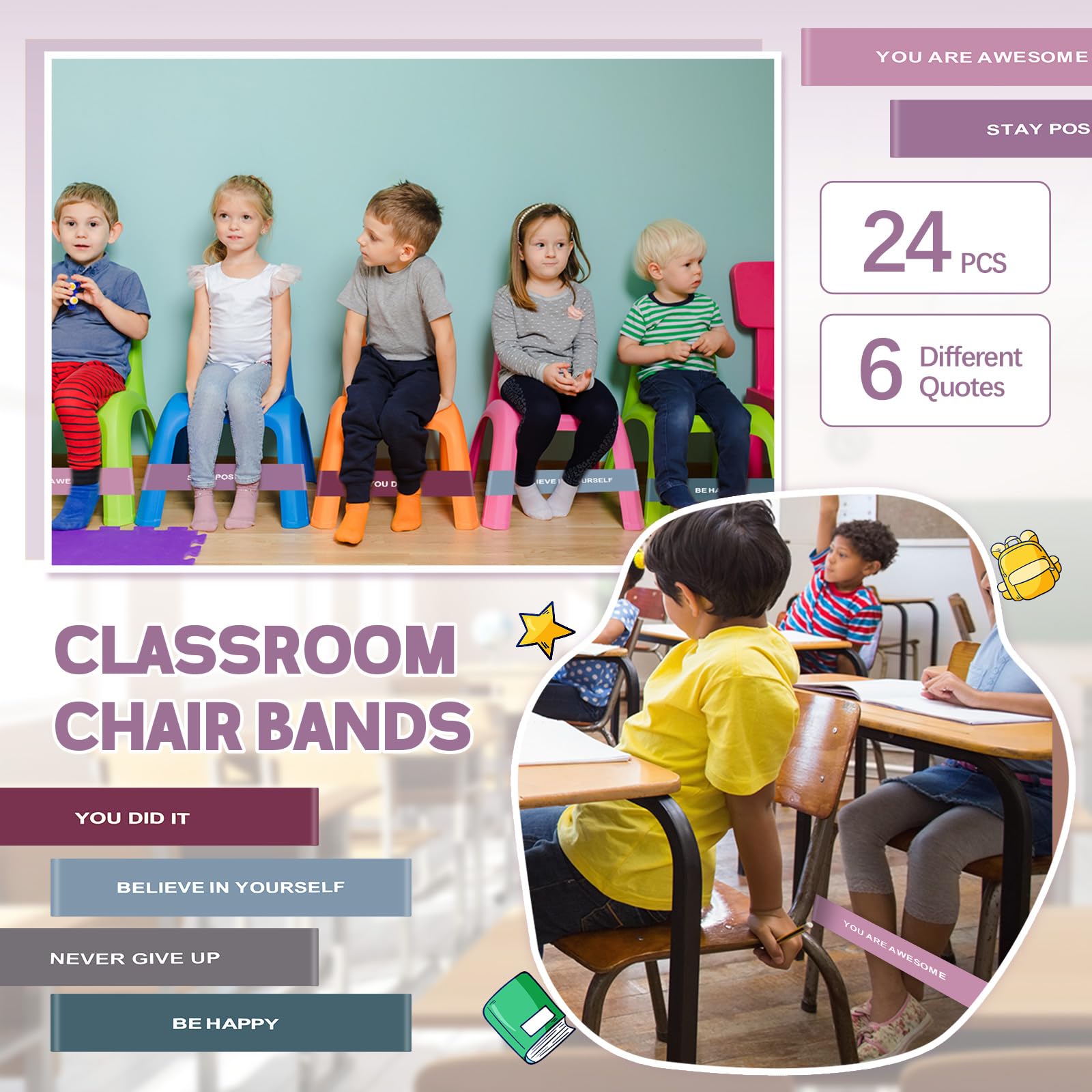 Snapklik.com : Libima 24 Pcs Classroom Chair Bands For Kids