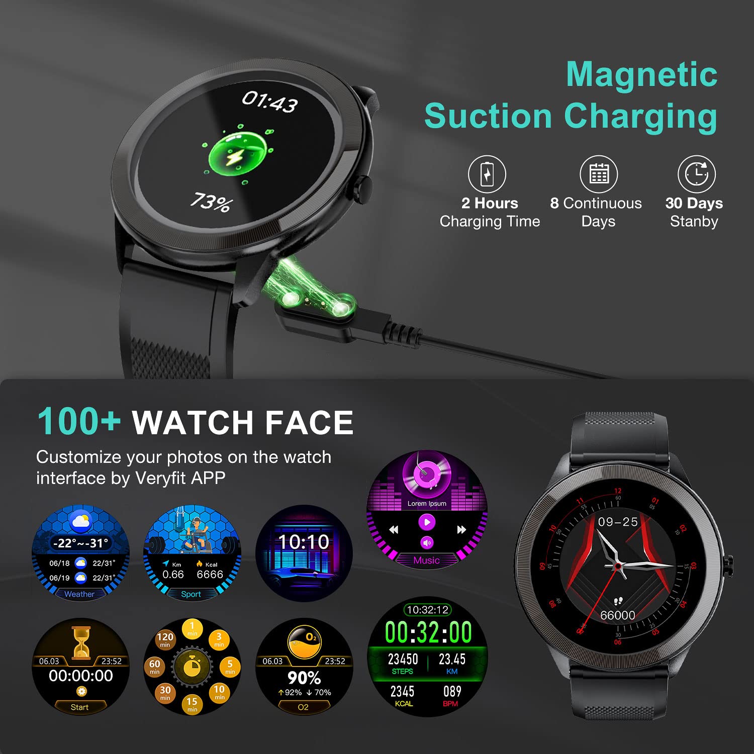 Smart Watch for Men, Fitness Tracker with Heart Rate Monitor Pedometer ...