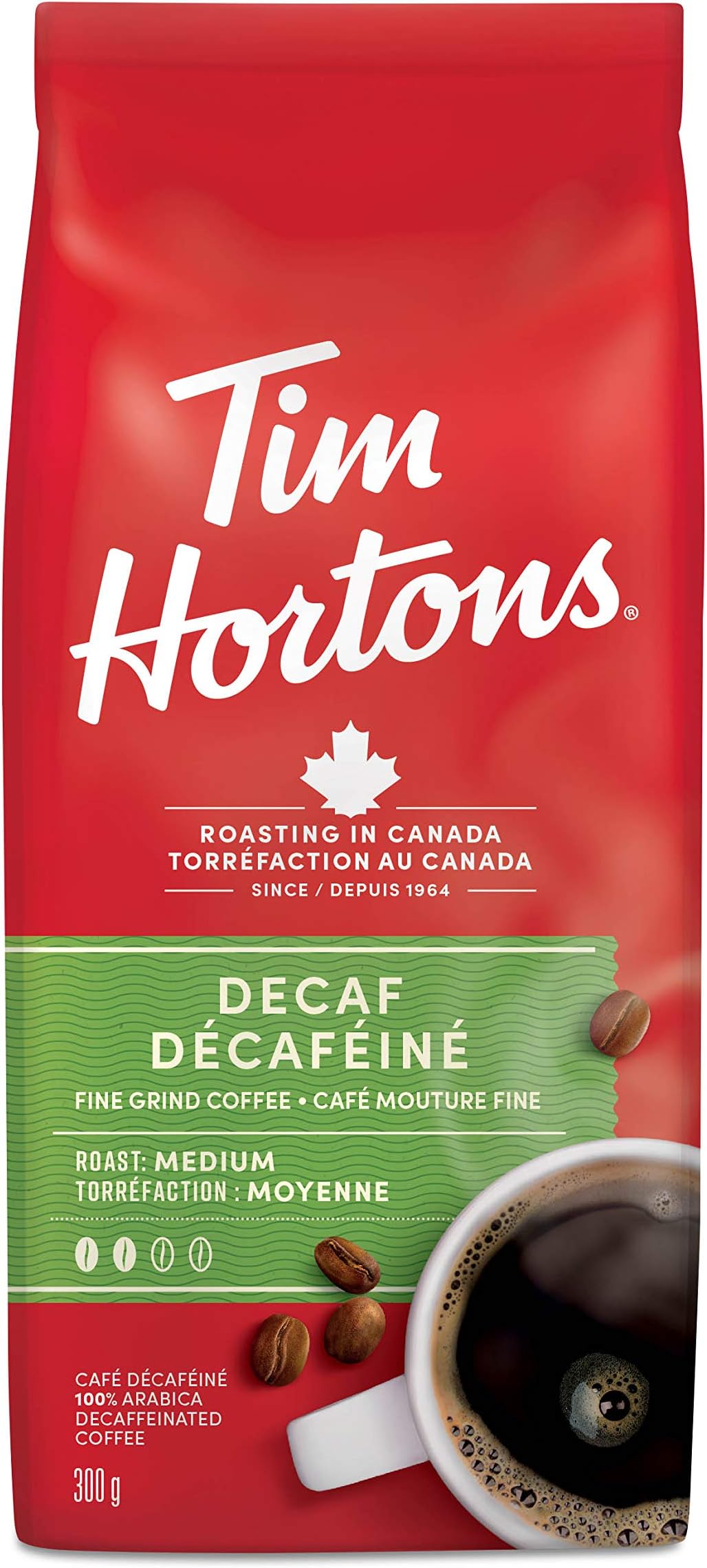 Amazon.com : Tim Hortons Decaf Coffee, Fine Grind Bag, Medium Roast ...