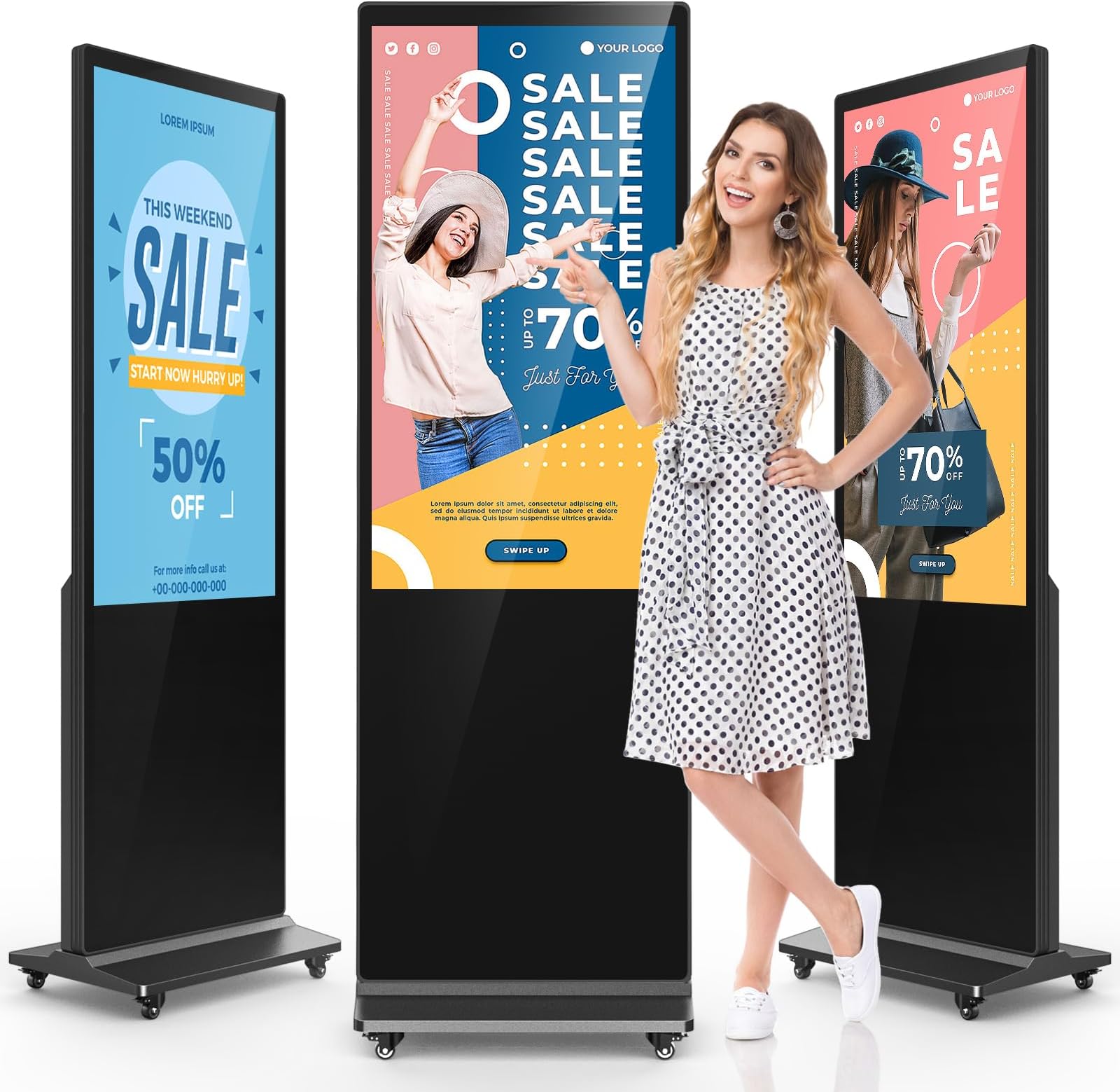 Amazon.com: antfraer 43" Digital Signage Kiosk Touchscreen, 2K Digital ...