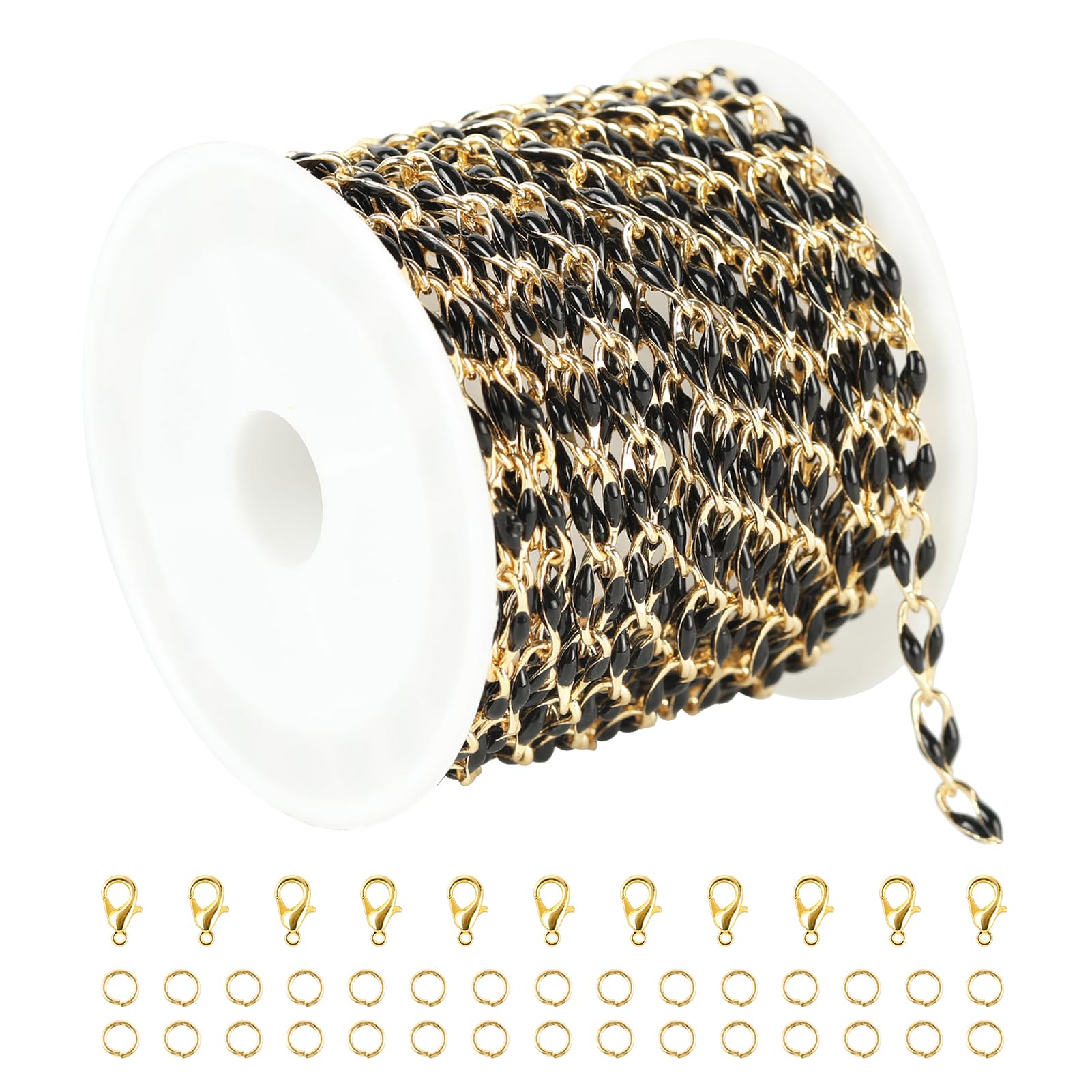 Amazon.com: YOUBEIYEE Black Oil Drip Chain for Jewelry Making, Gold ...