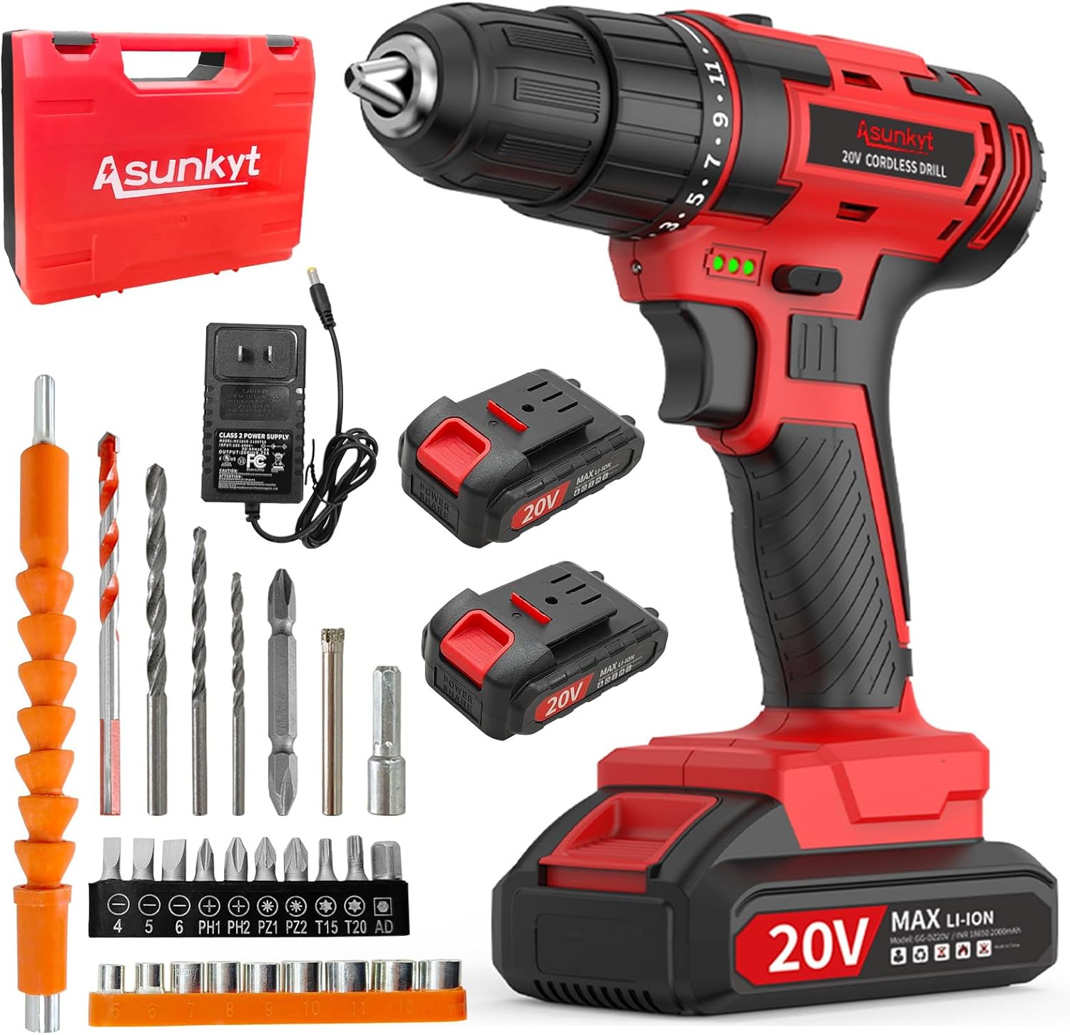 Amazon.com: 20V Power Drill Cordless, Cordless Drill with Battery and Charger with Torque 30N ...