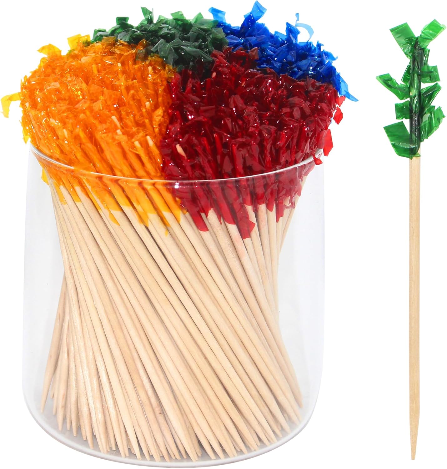 Amazon.com | sugormek 1000pcs 4 IN Wooden Frill Picks Cocktail Picks ...