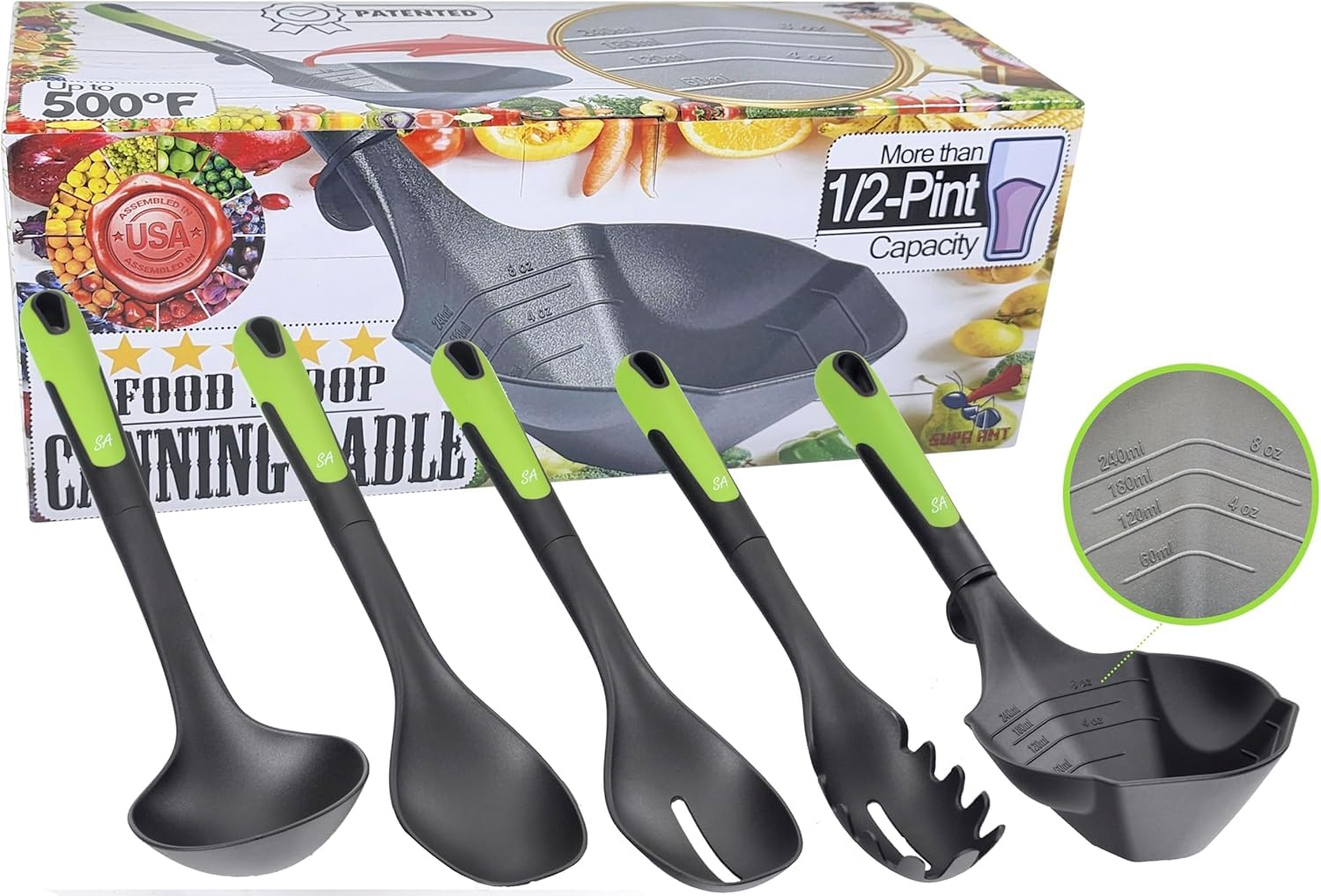 Amazon.com: Supa Ant Kitchen Ladle Set (5 pcs) - Large Soup Ladles with ...
