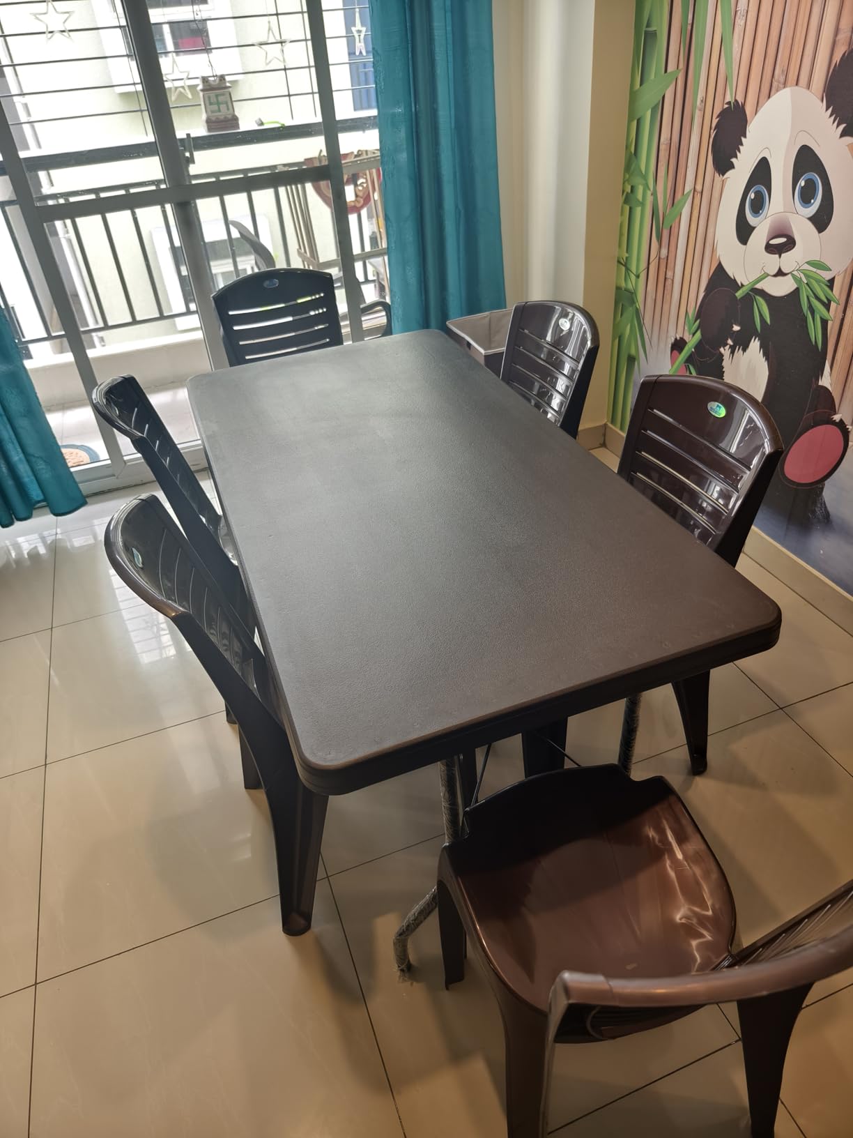 Nilkamal Celebrationz Rectangular 6 Seater Virgin Plastic Dining Table ...