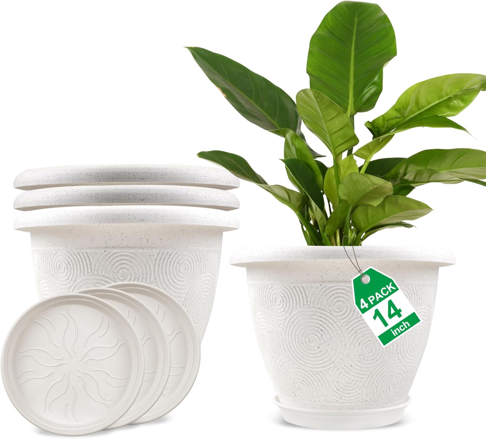 Amazon.com : 13 Inch Plastic-Flower-Pot-for-Indoor-Plants, 4 Pack Large ...