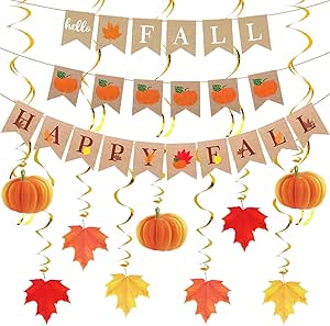 Amazon.com: MARFOREVER Fall Hanging Decorations, Happy Fall Banner ...