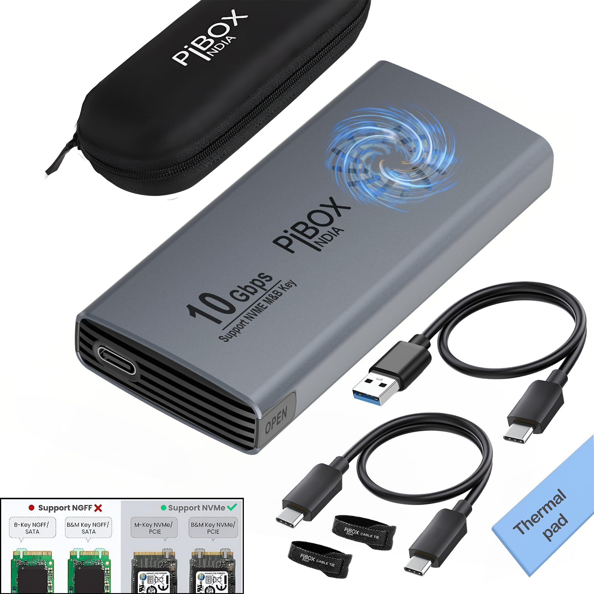 ORICO Dual M.2 NVMe SSD Enclosure, USB C to M2 Adapter for M Key PCIe ...