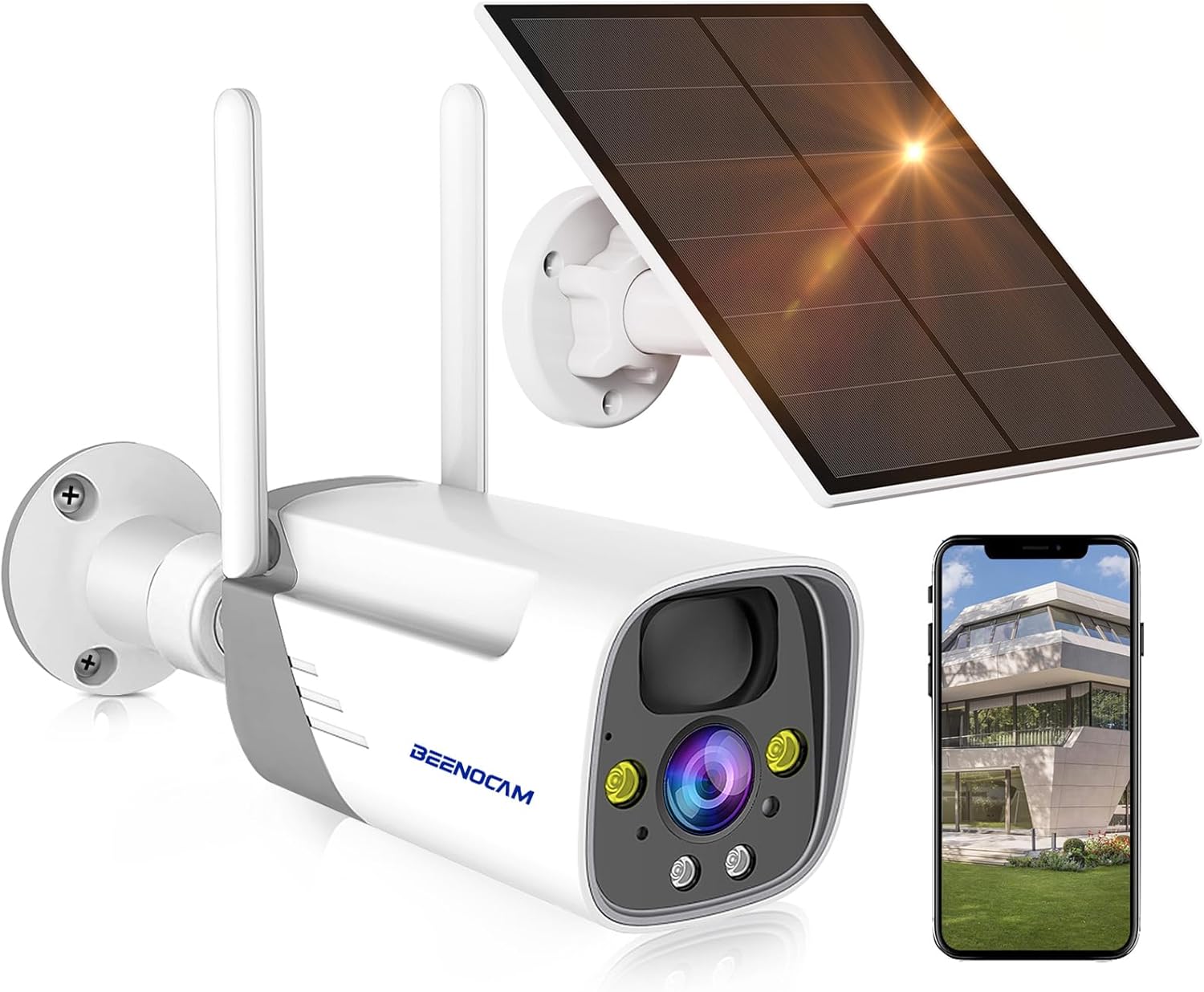 2K Solar Security Cameras Wireless Outdoor, BEENOCAM Camera Surveillance Exterieur, 360°PTZ WiFi ...