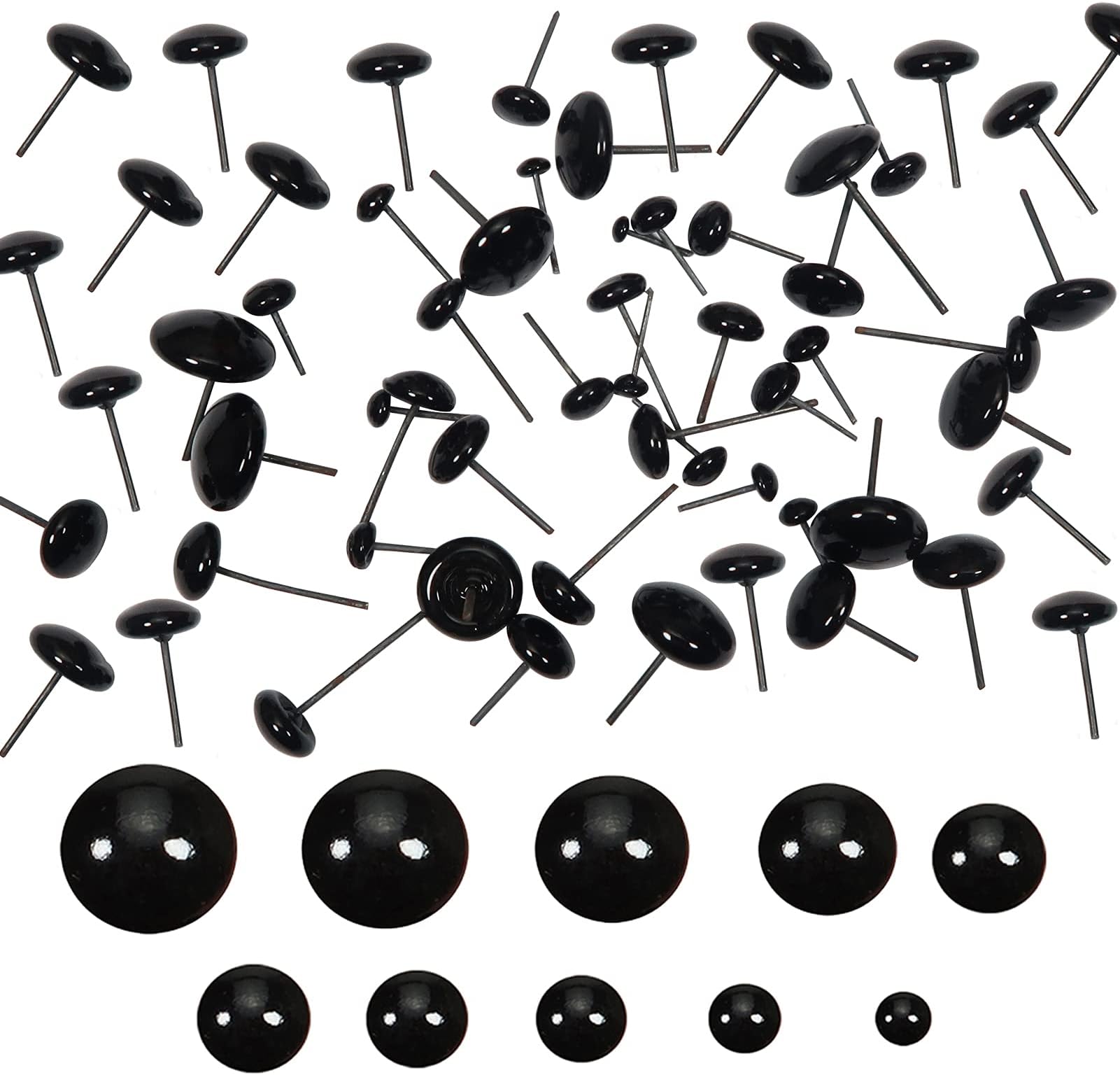 TOAOB 300pcs Mini Black Glass Eyes Kits Craft Eyes 2mm 3mm 4mm for Doll ...