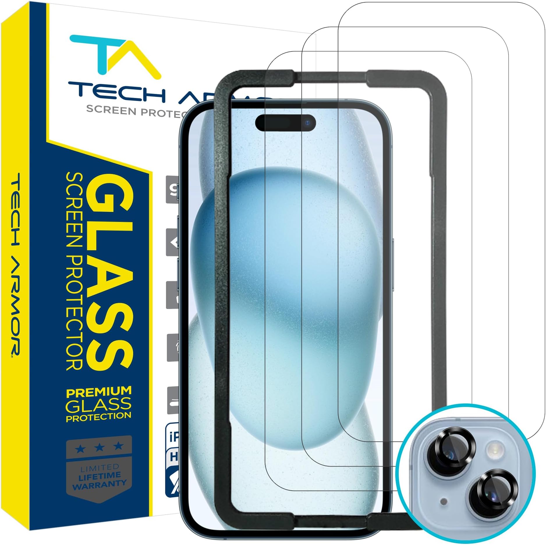 Amazon.com: Tech Armor for Apple iPhone 15 Pro Screen Protector Glass 6 ...