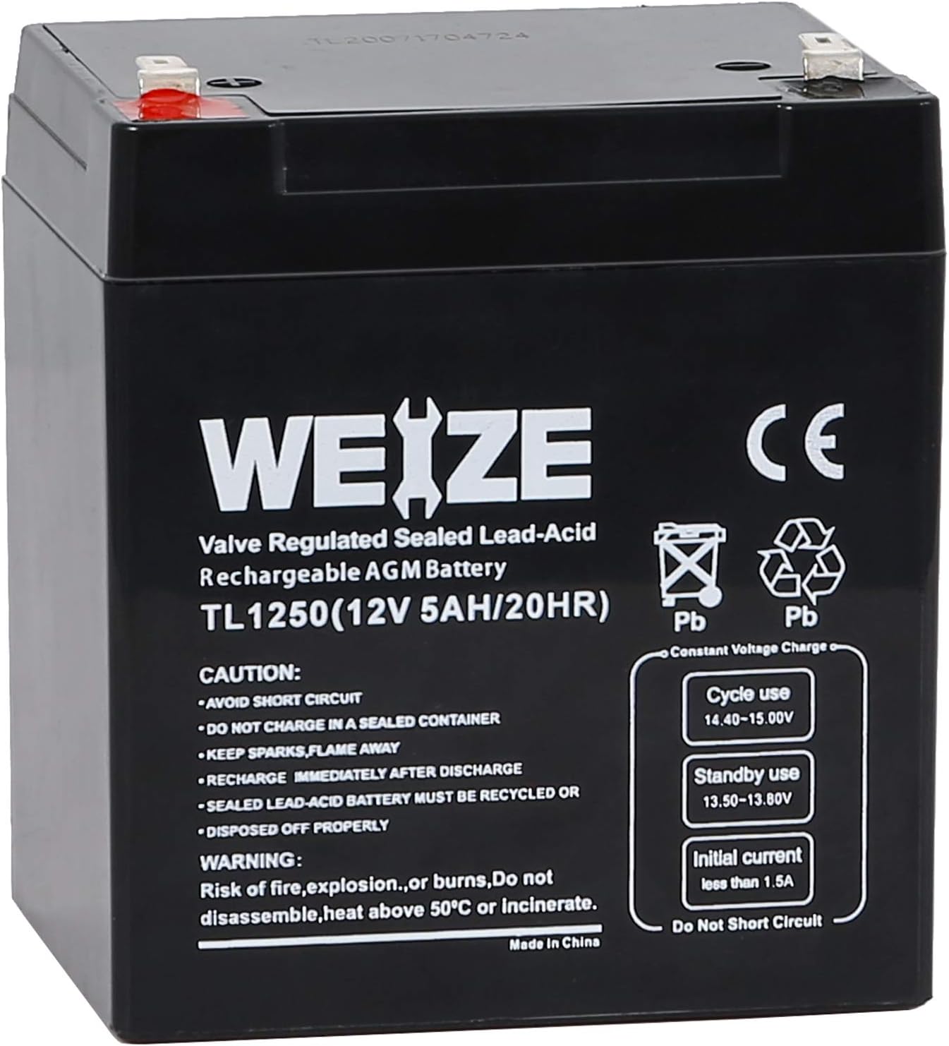 Amazon.com: Casil CA-1240 12V 4AH Fire and Security Alarm Battery Lead ...