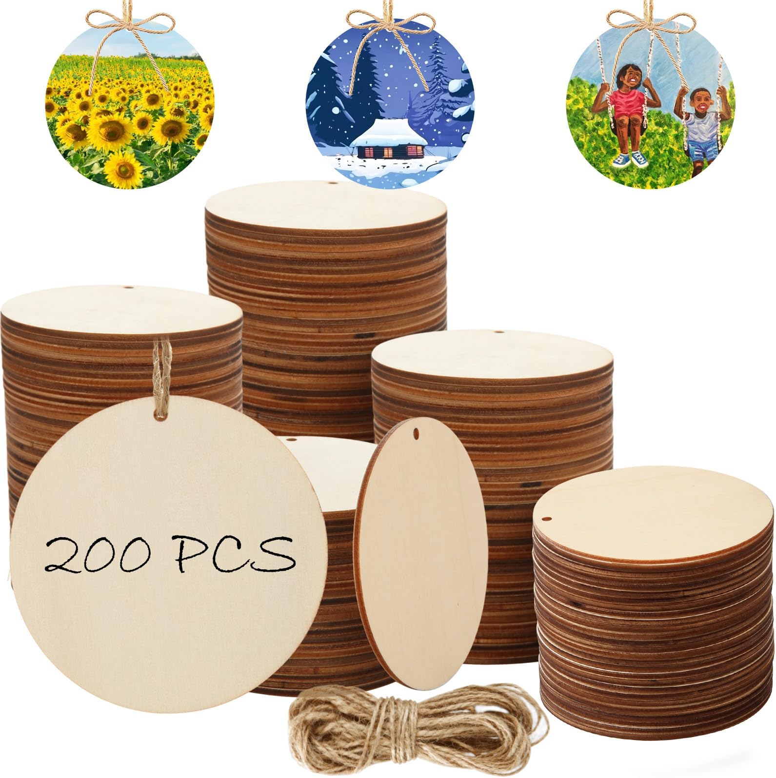 Amazon.com: YAYODS 200 Pcs 3 Inch Wooden Circles for Crafts Unfinished ...
