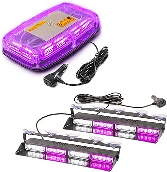 Amazon.com: PKINGLAKE Purple 72 LED Roof Top Emergency Strobe Beacon ...