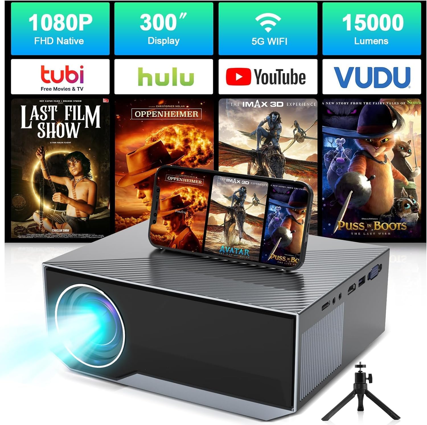 Amazon.com: [Netflix Licensed] Smart Projector with Built-in Apps, Wifi ...