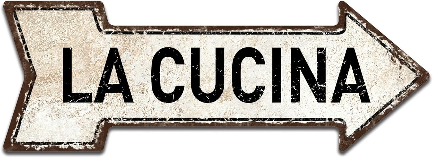 Amazon.com: Mukuko La Cucina Sign, 6" x 18" Arrow Metal Tin Sign ...