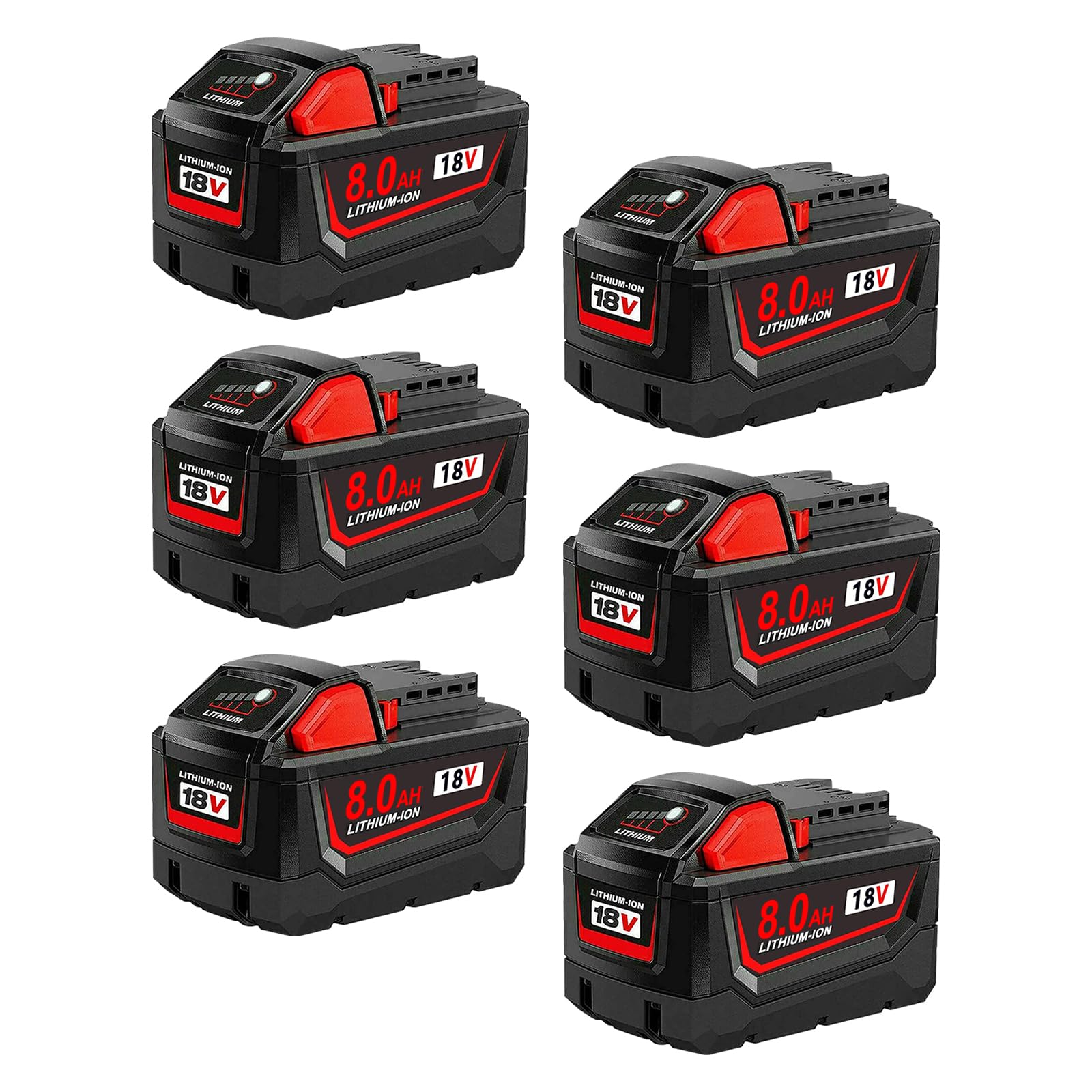 Amazon.com: Kulatiom 6Pcs 18V 8.0Ah Replacement Battery for Milw M-18 ...