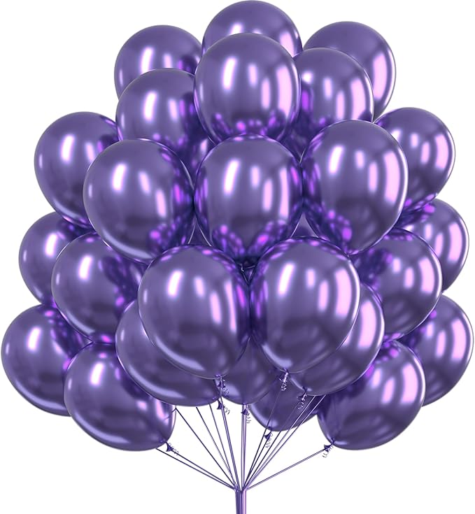 Amazon.com: PartyWoo Metallic Purple Balloons, 100 pcs 12 Inch Purple ...