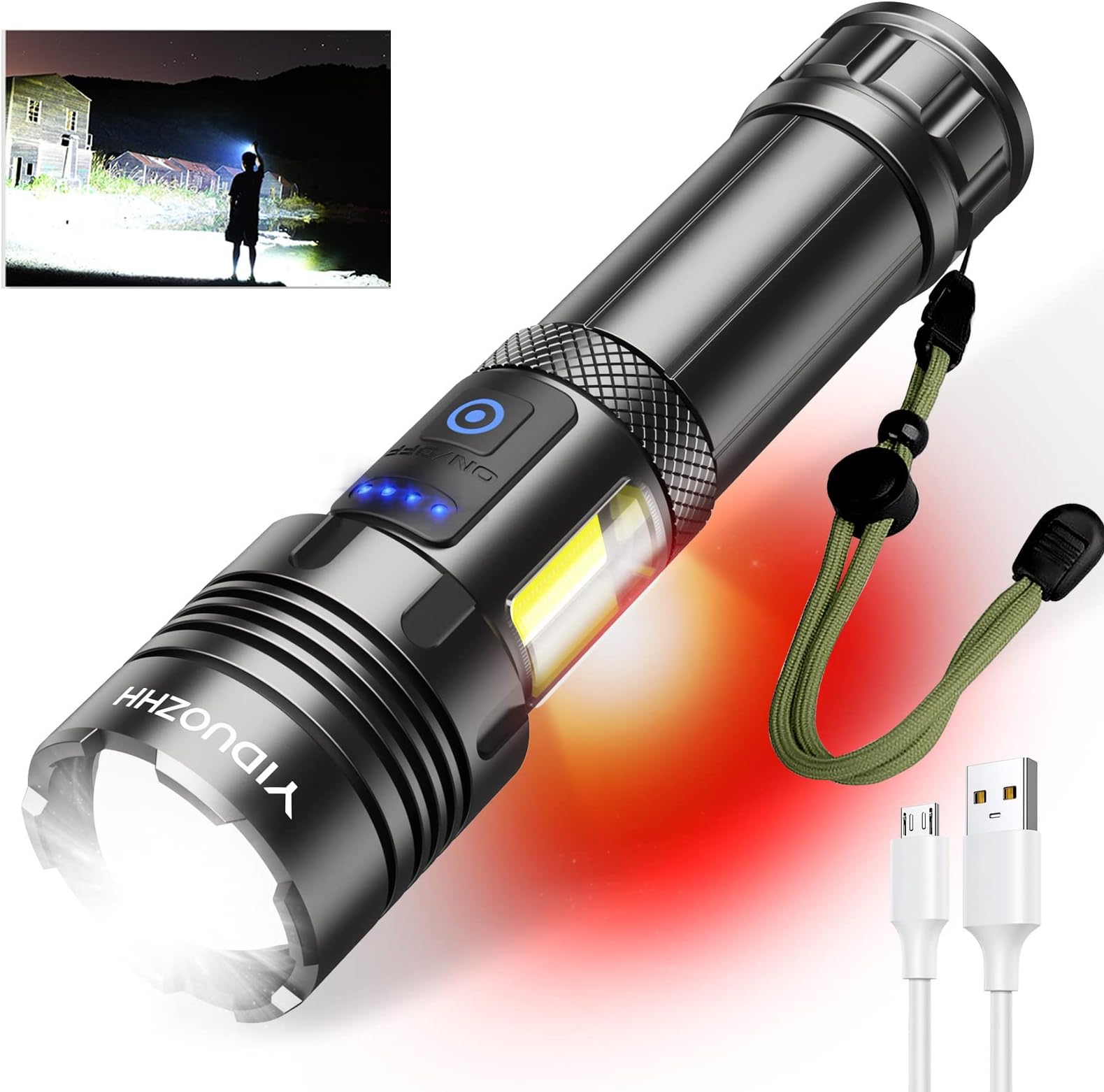 YIDOUZHH Rechargeable Flashlights High Lumens, 100000 Lumen Super ...
