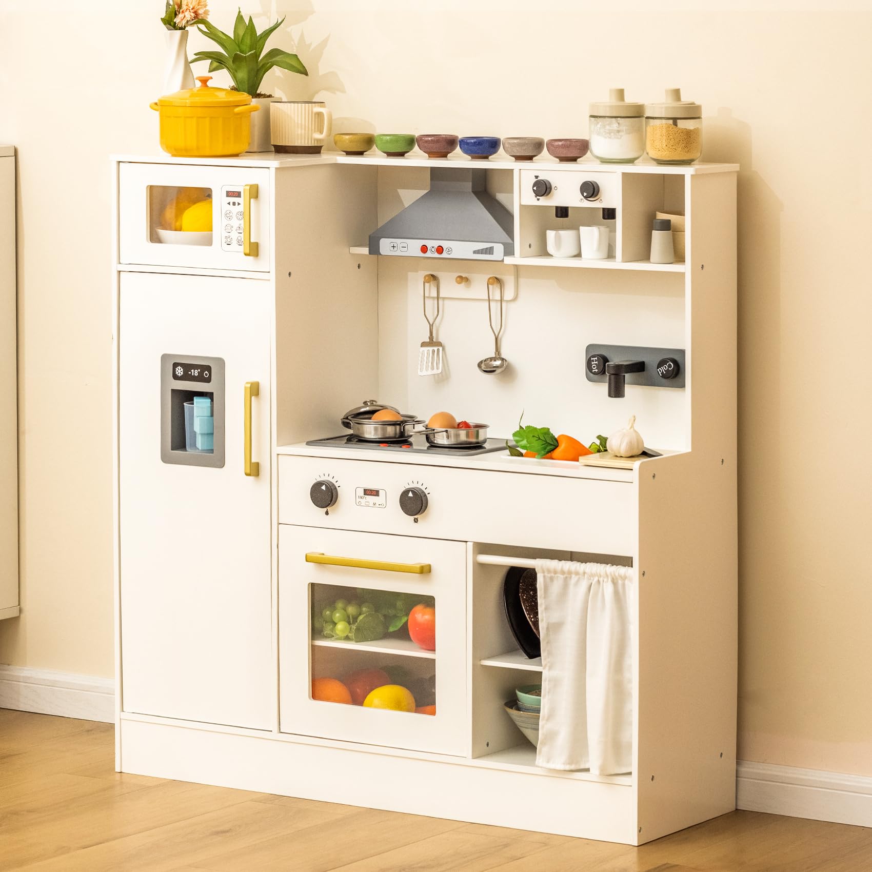 Amazon.com: Kids Kitchen Playset, Realistic Wooden Kitchen Playset for ...