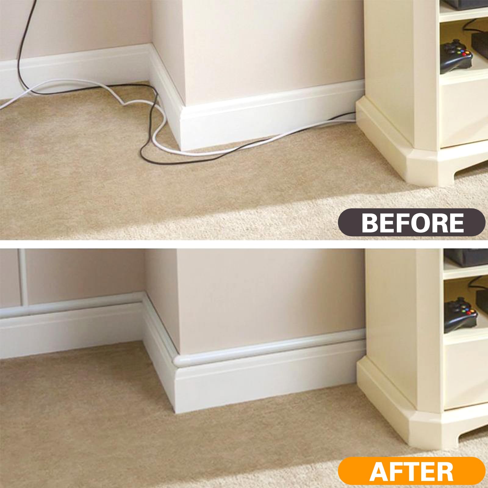 Snapklik.com : Floor Cord Cover Cable Cavity 10FT Self Adhesive Cord ...