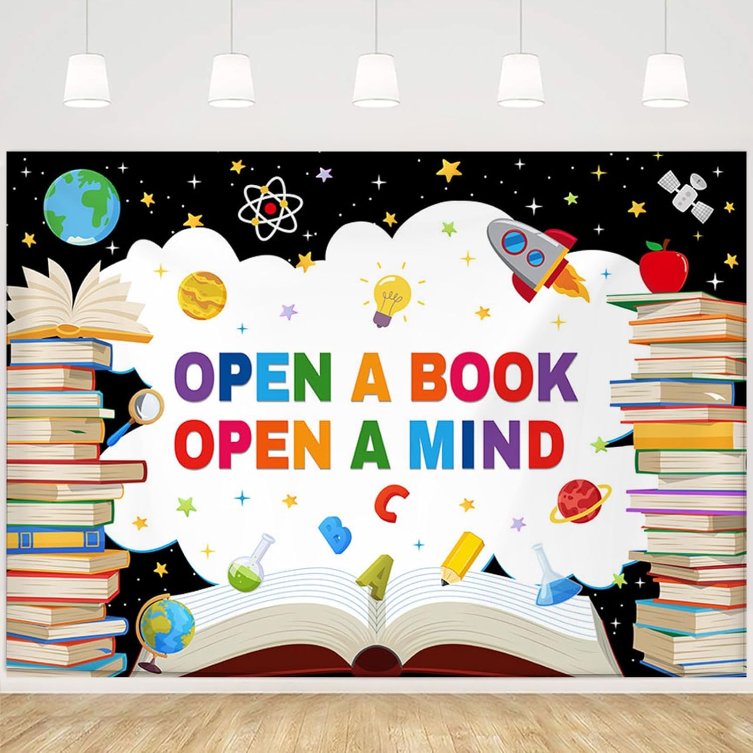 Amazon.com : MEHOFOND Reading Day Backdrop Open a Book Open a Mind ...