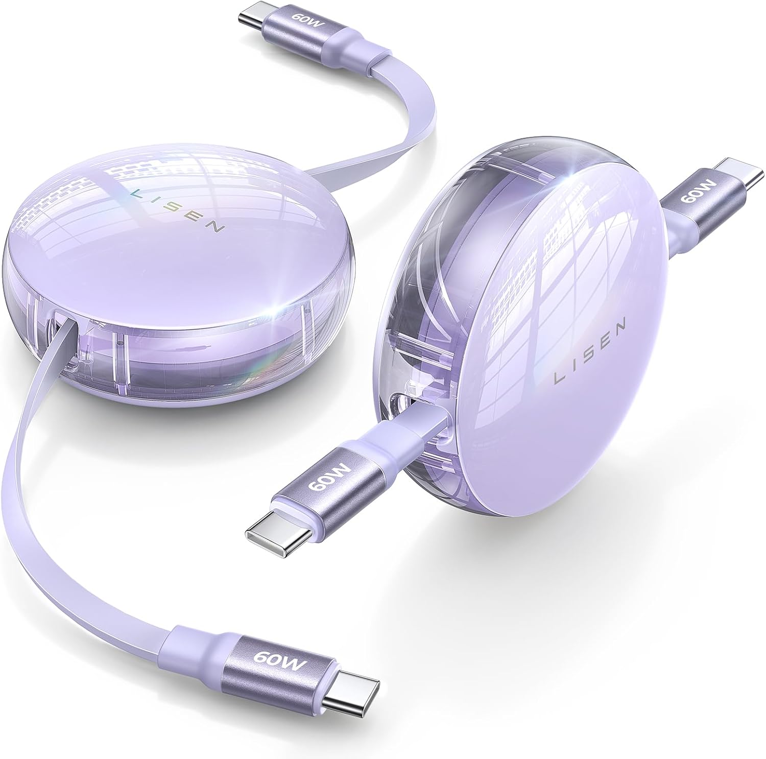 Amazon.com: LISEN Retractable USB C Cable, 【2 Pack】 60W/3A USB C to USB ...