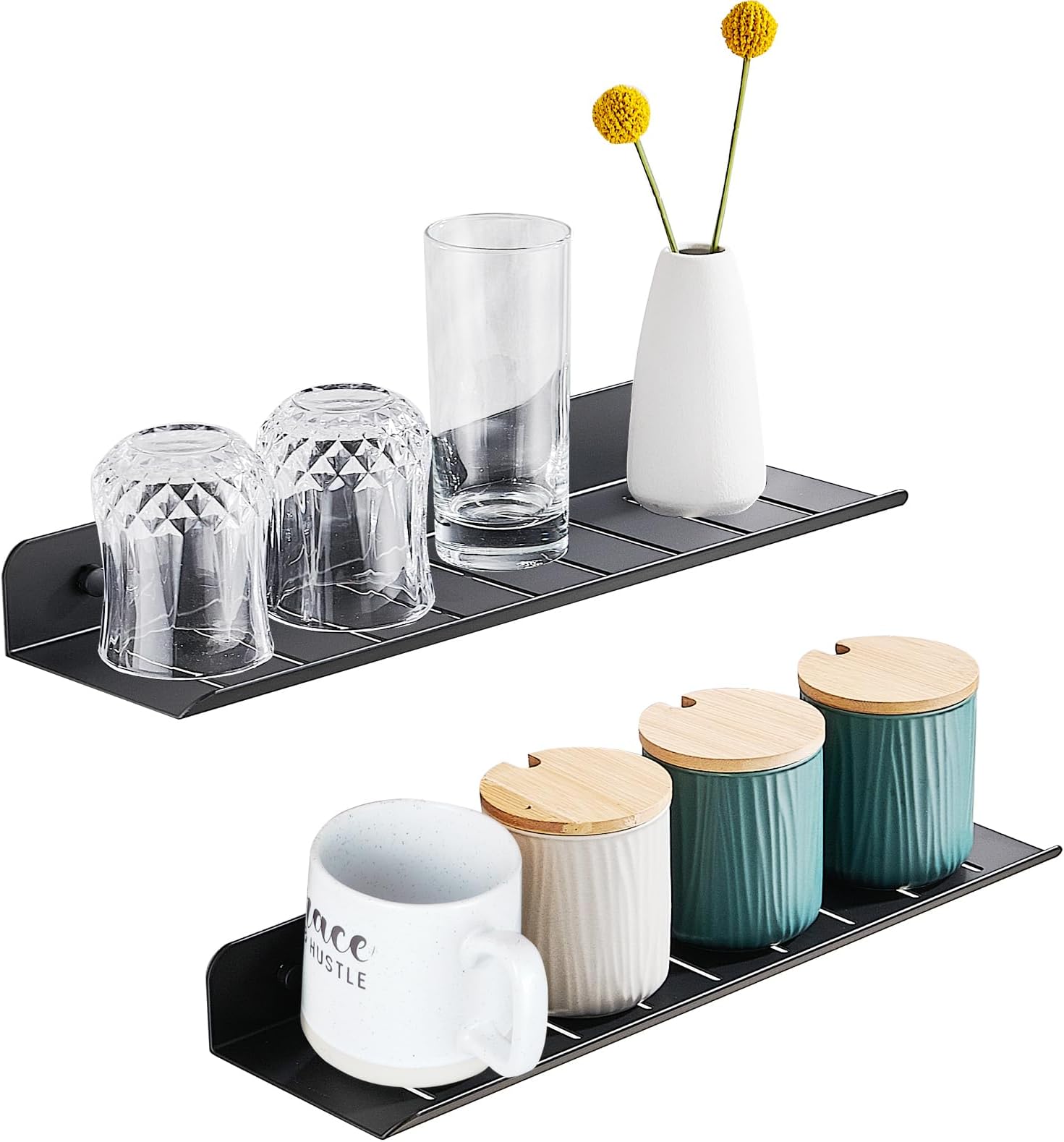 Amazon.com - Blosssound Wall Mounted Oversize Coffee Mug Rack Rustic ...