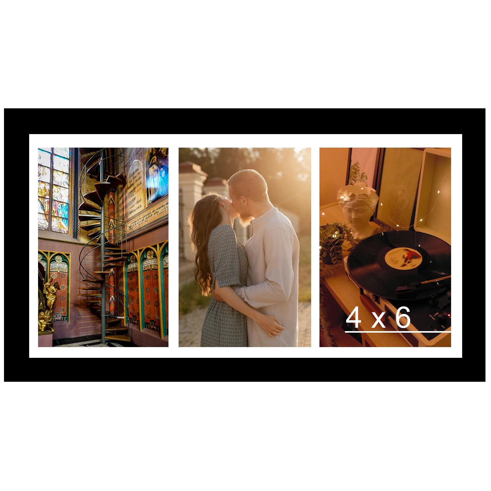 Amazon.com - 8x16 Collage Picture Frame with Mat, Display 3 Pcs 4x6 ...