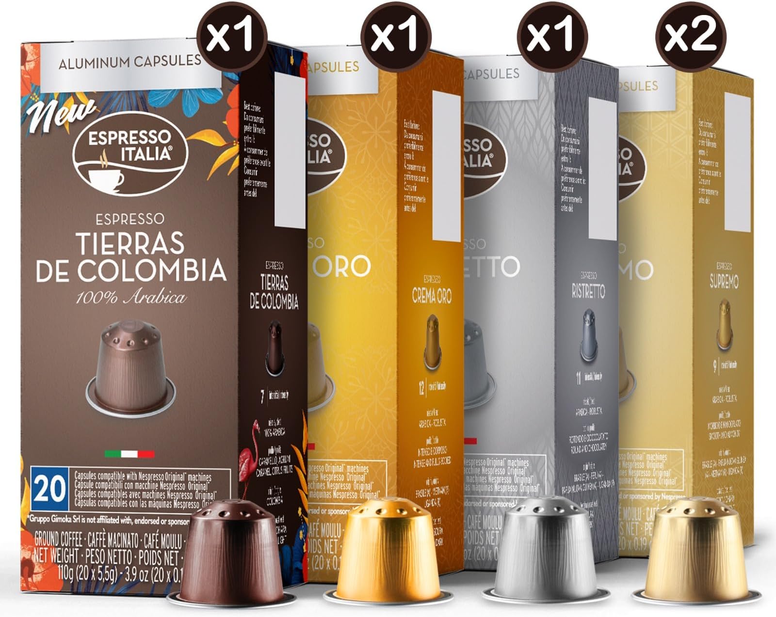 Amazon.com: ESPRESSO ITALIA 100 Aluminum Capsules Compatible with ...