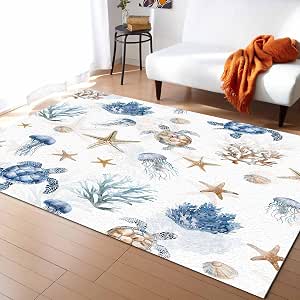 Amazon.com: Beach Coastal Nautical Area Rugs 3x5 for Bedroom Living ...