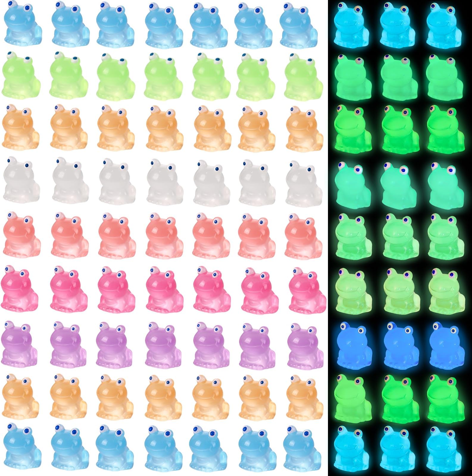 Amazon.com: Xzunk 140 Pcs Luminous Mini Resin Frogs 7 Colors Glow in ...