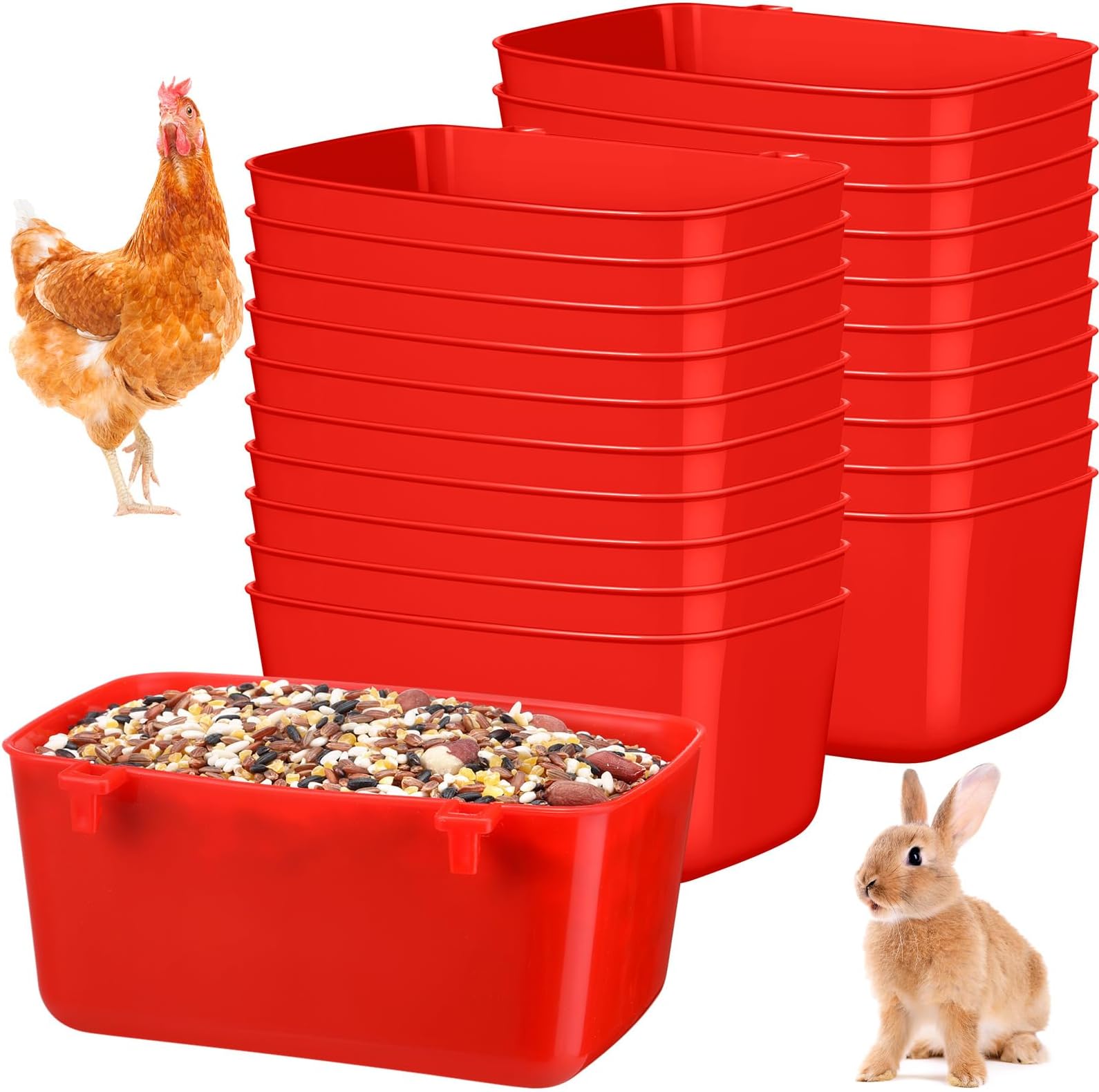 Amazon.com : Zhehao 20 Pieces Cage Cups Chicken Feeder Waterer Cups 18 ...
