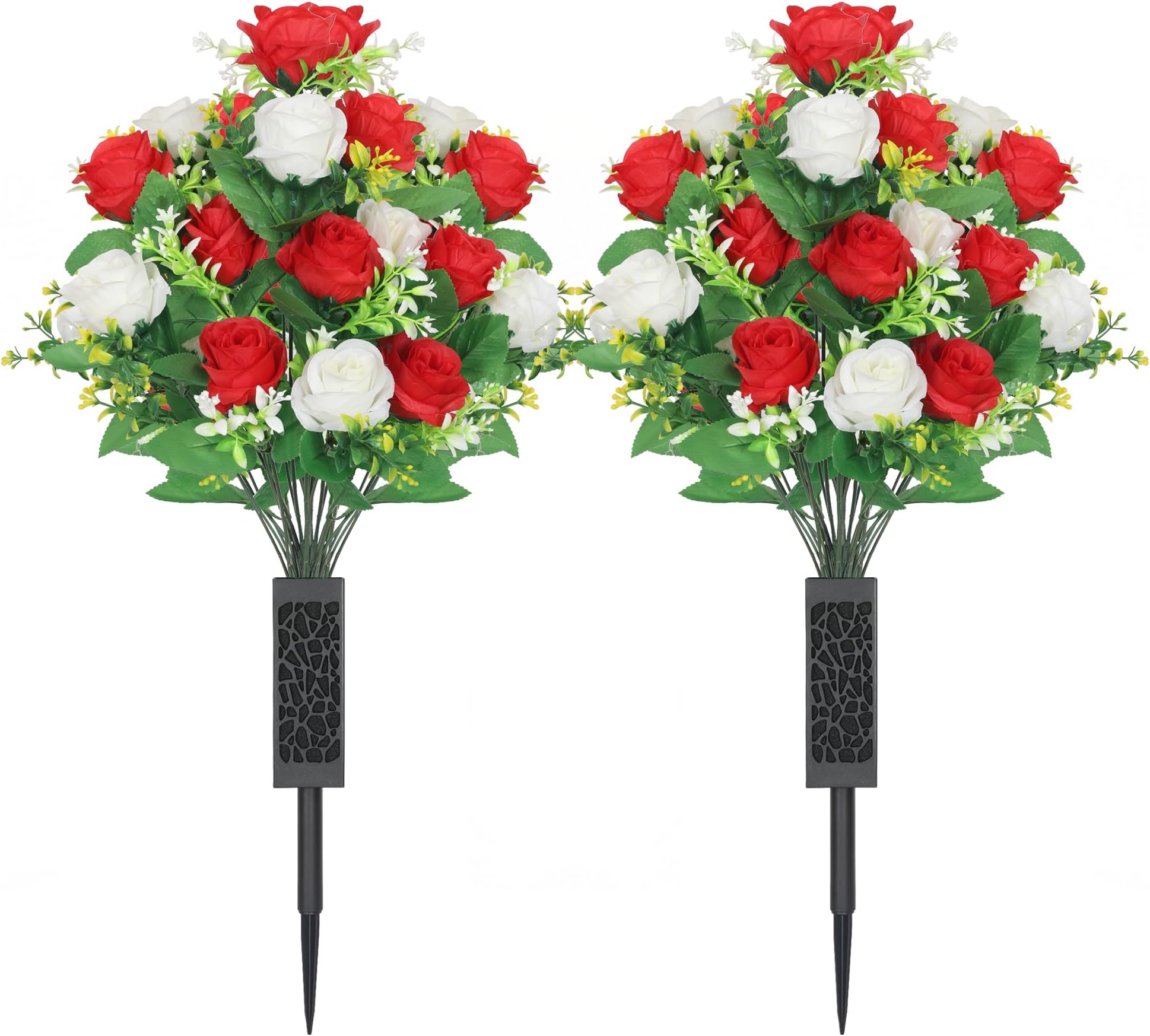 Amazon.com: Aulock 2 Sets Artificial Cemetery Flowers with Vases - 36 ...