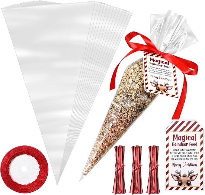 Amazon.com: Dansydaisy 100 Set Magic Reindeer Food Christmas Treat Bag ...