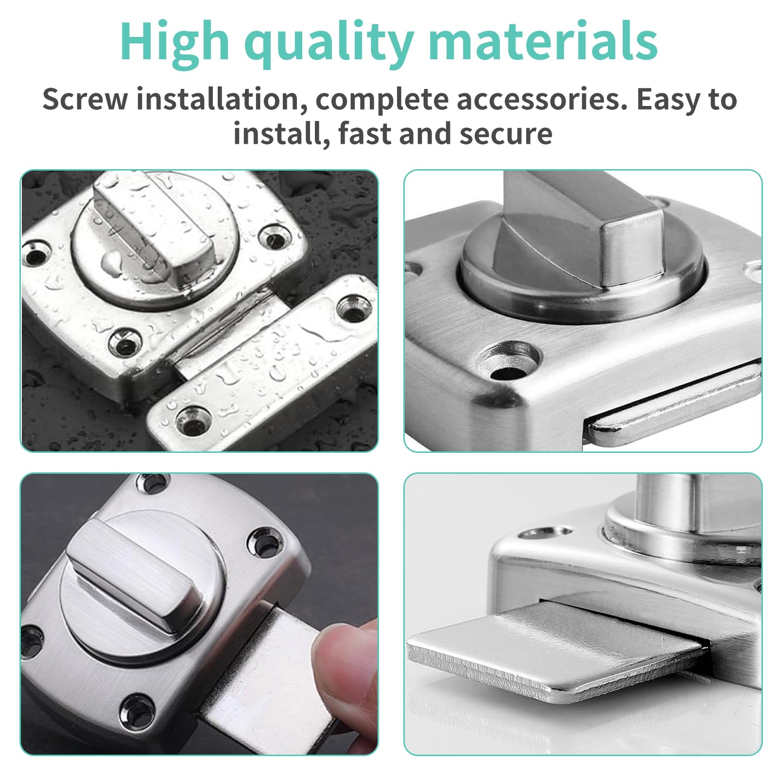 Door Lock Bathroom Latch Rotate Bolt Gate Latch Stainless Steel Toilet ...