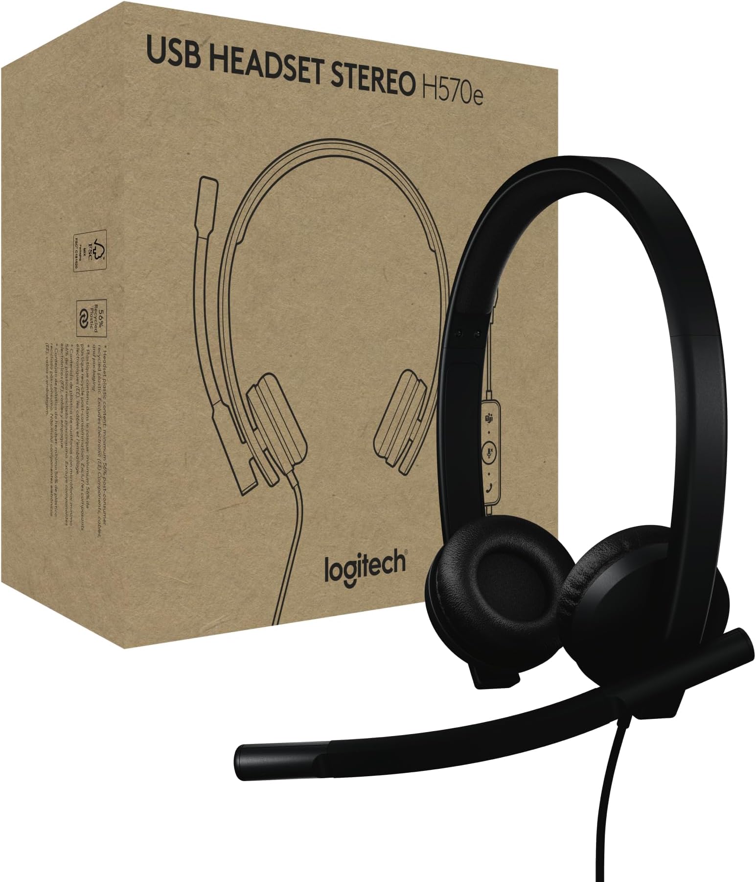 Amazon.com: Logitech H570e USB Headset with Microphone for PC and Mac ...