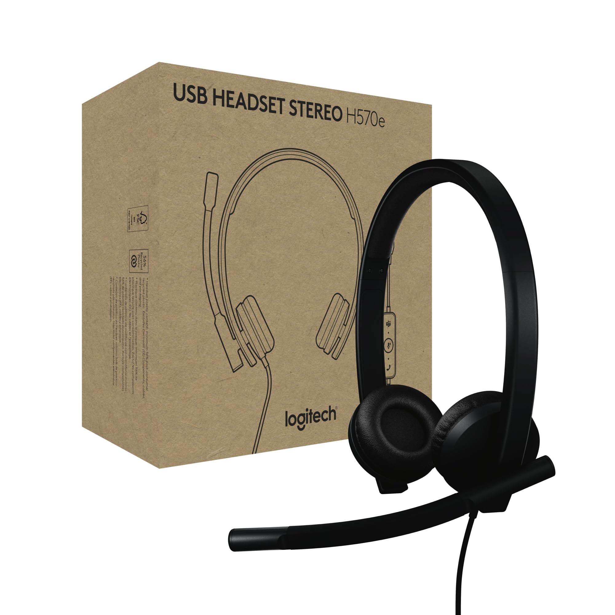 Amazon.com: Logitech H570e USB Headset with Microphone for PC and Mac ...