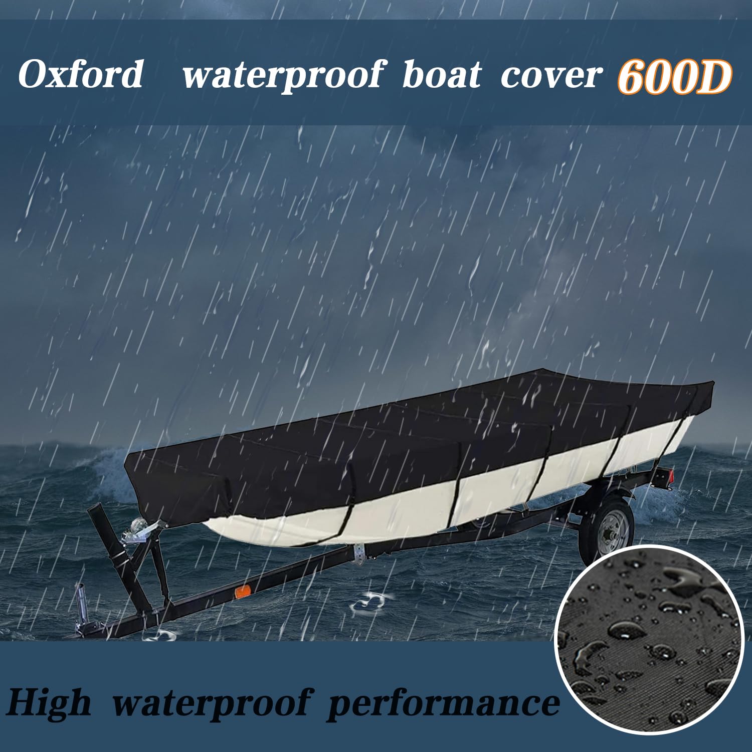 12FT Jon Boat Cover 600D Sun protectio Breathable Heavy-Duty Scratch ...