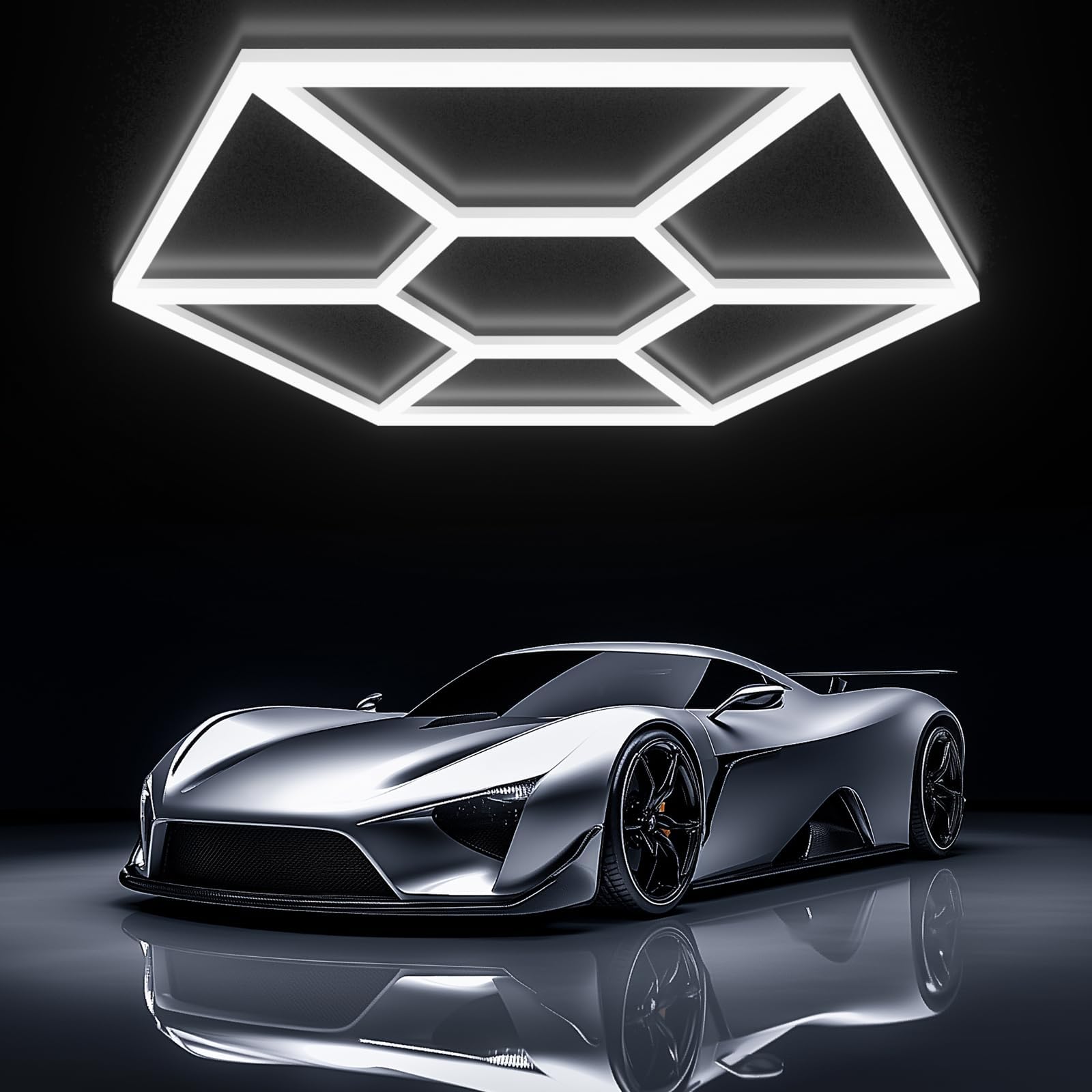 HYPERLITE Hexagon Garage Lights: 336W 5 Grids Hexagon Led Lights with 1 ...