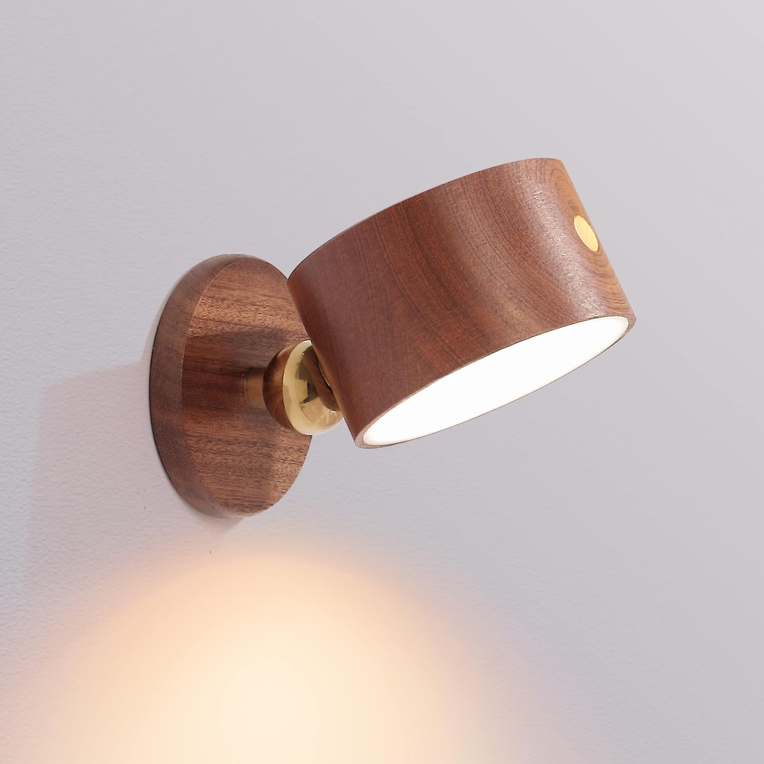 HBGFHG Wooden Led Wall Sconce, 360° Rotatable Dimmable Wall Lights ...