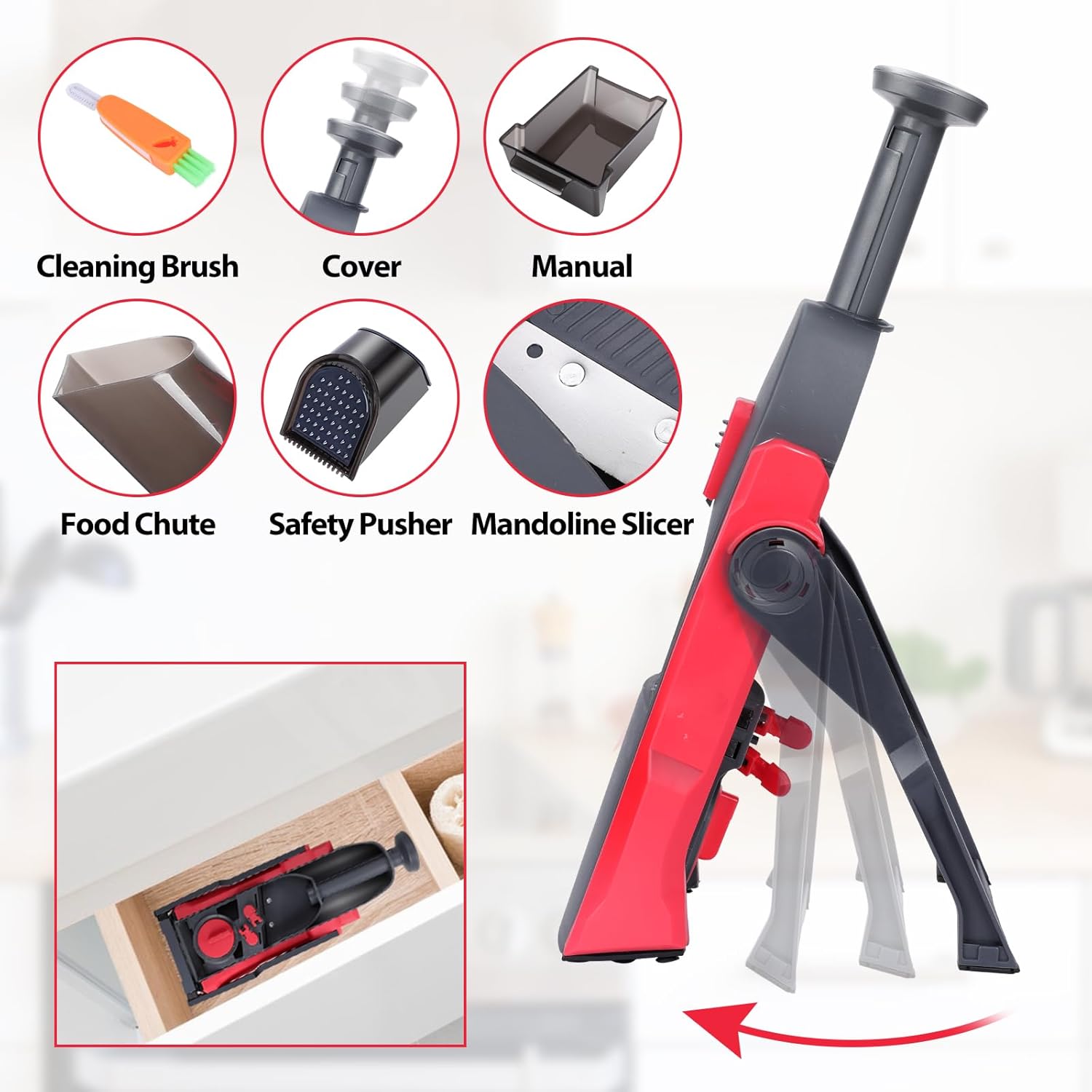 MASTERTOP Mandoline – Cortadora de alimentos para cocina, picadora de ...