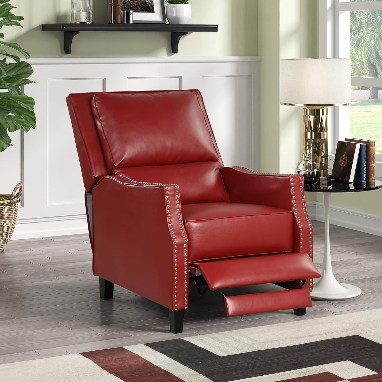 Amazon.com: KELRIA Push Back, Arms with Brass Nails Leather Recliner ...