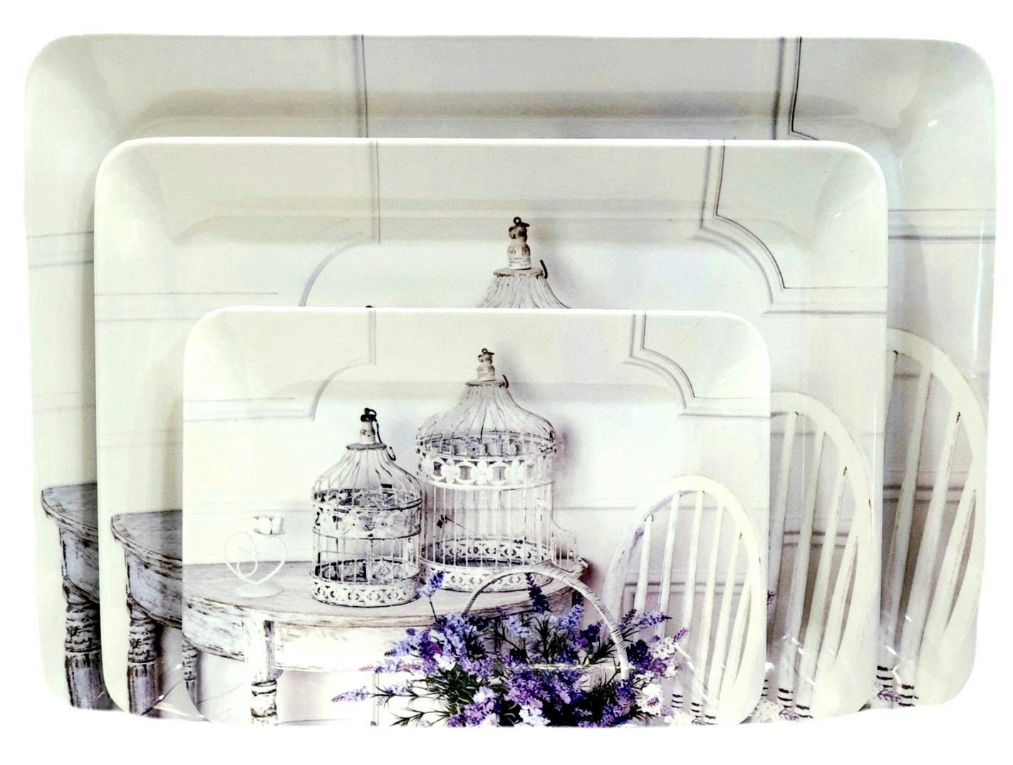 ULTRAWARE Melamine Serving Trays and Platters - Set of 3, White ...