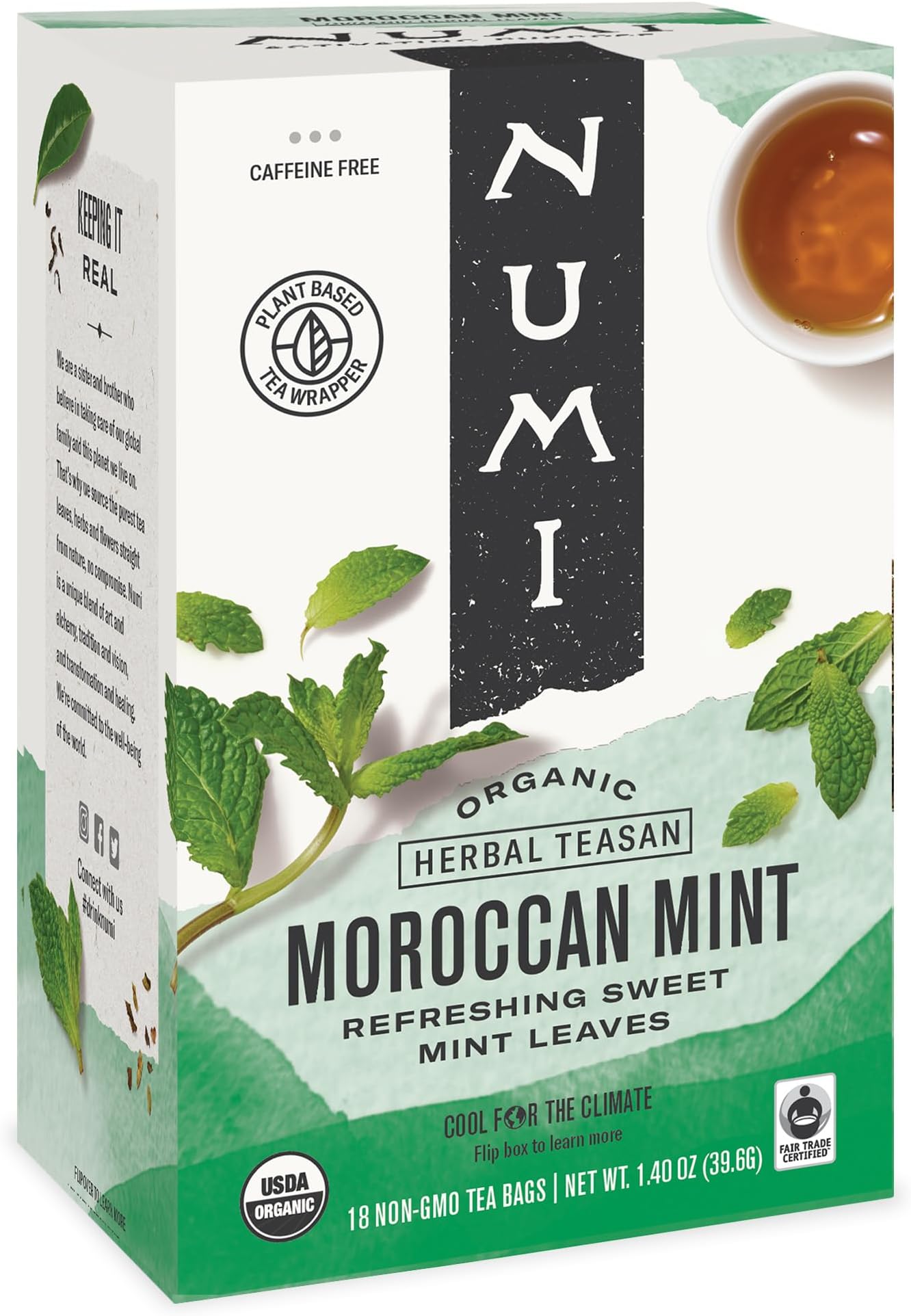 Amazon.com: Numi Organic Moroccan Mint Tea, 18 Tea Bags, Refreshing ...