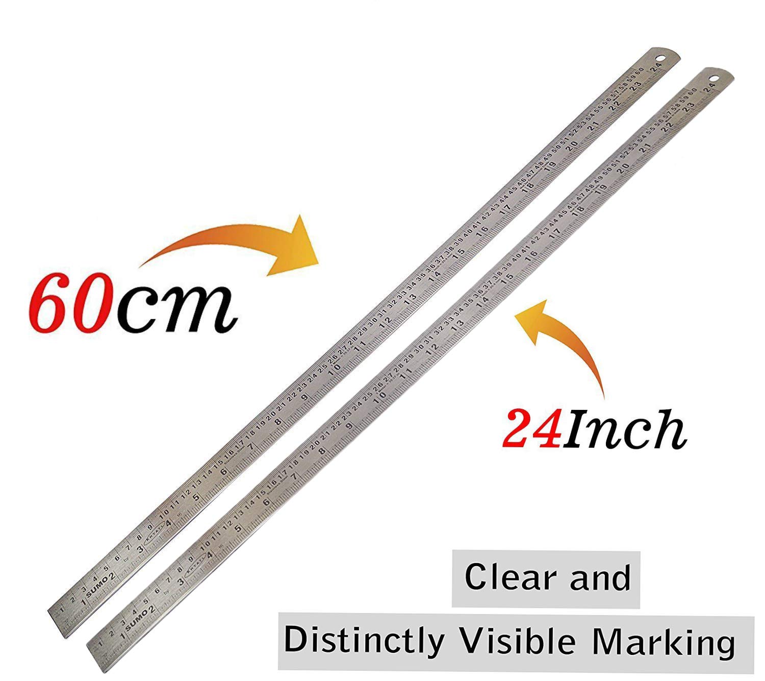 dahsha-2-pack-of-2-feet-double-sided-stainless-steel-ruler-scale