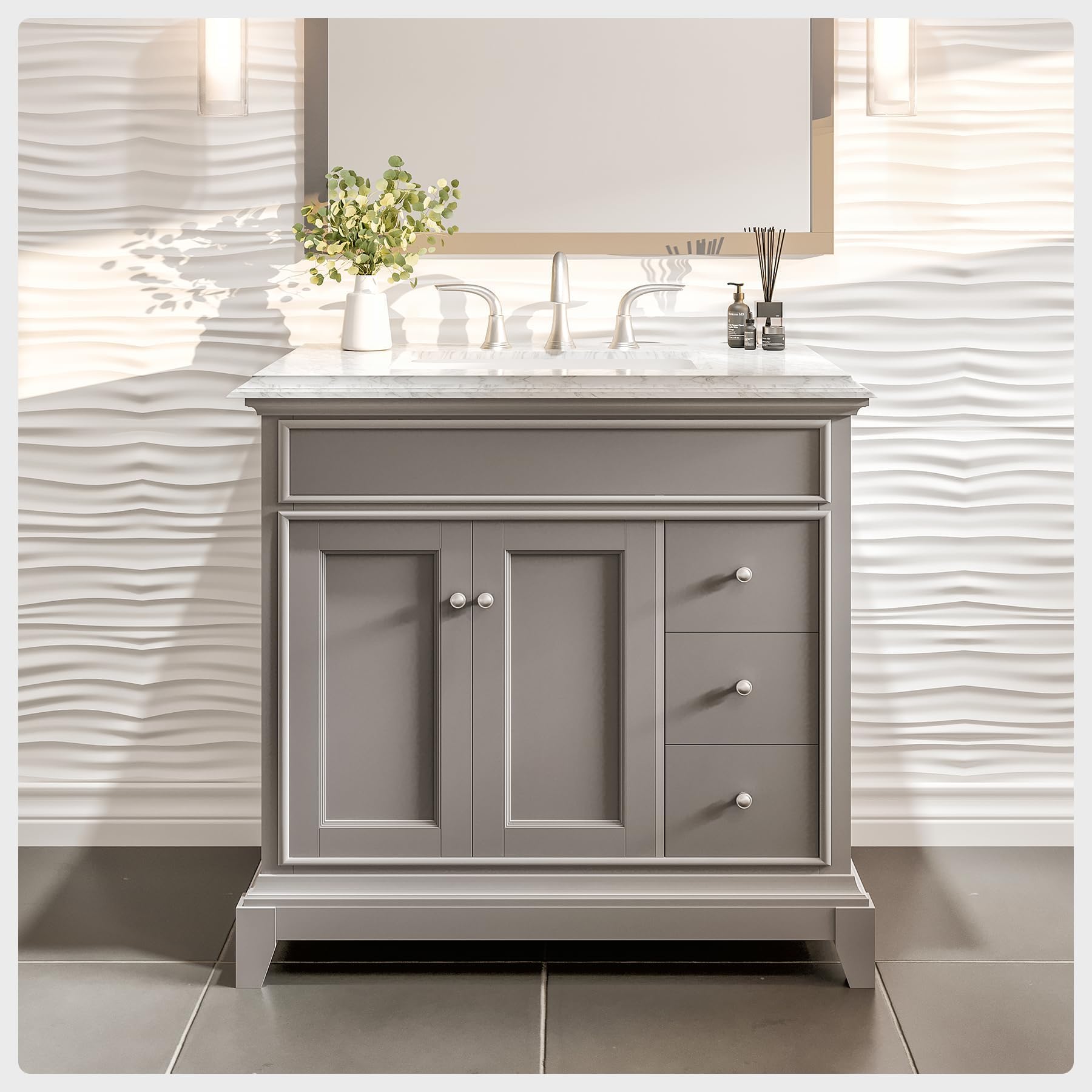 Amazon.com: Eviva Modern Freestanding Bathroom Vanities - Solid Wood ...