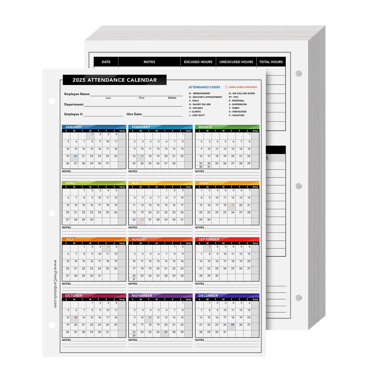 Amazon.com : 2025 Attendance Calendar Card Stock Paper – Great Employee ...