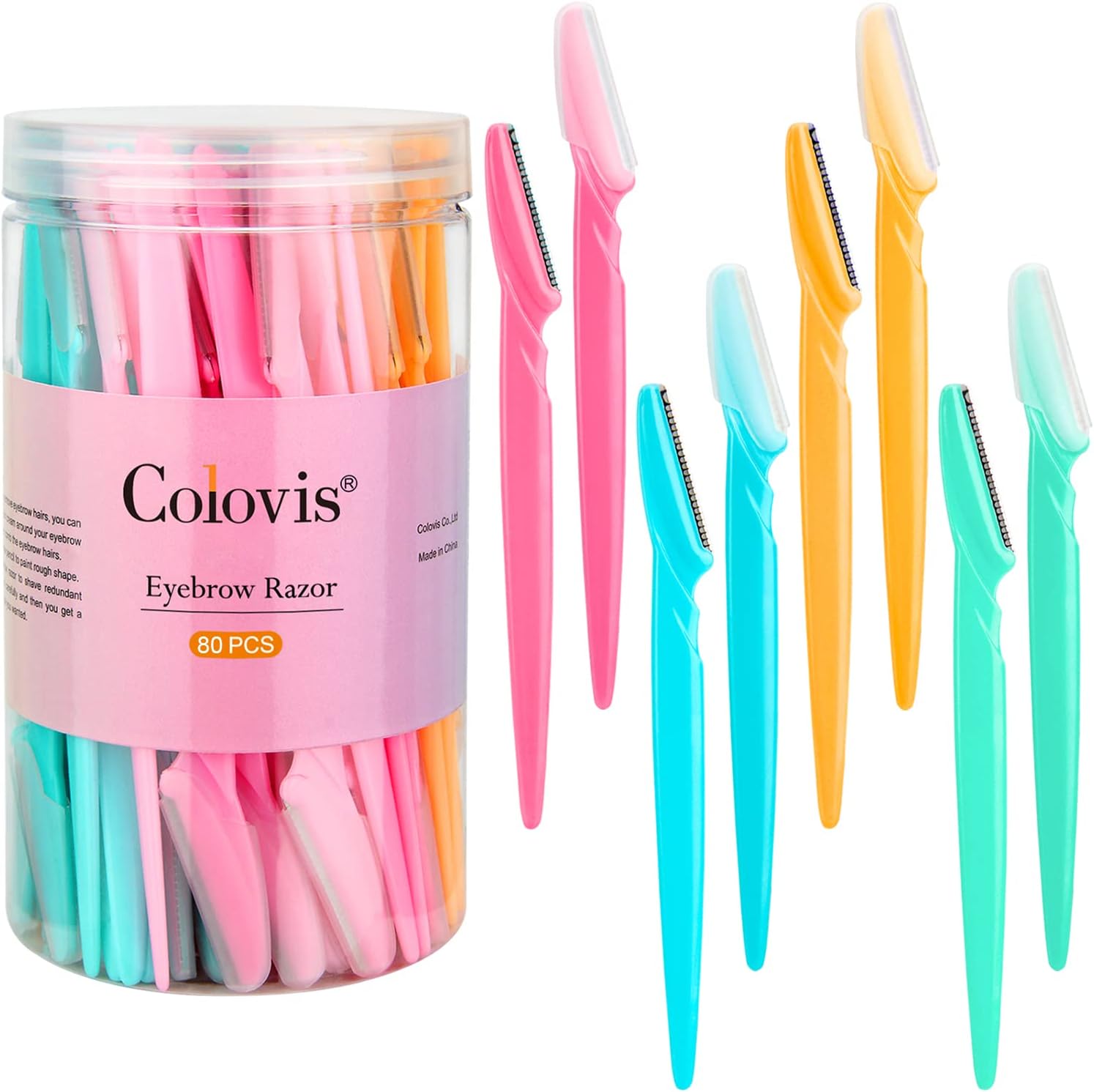 Amazon.com: Colovis 80 PCS Eyebrow Razor, Dermaplaning Tool Face Razors ...