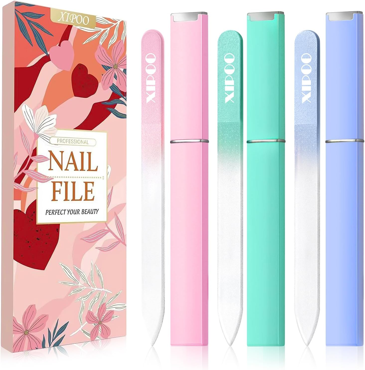 Nail File Glass Nail File 3 Pack Premium Glass Nail File with Case ...